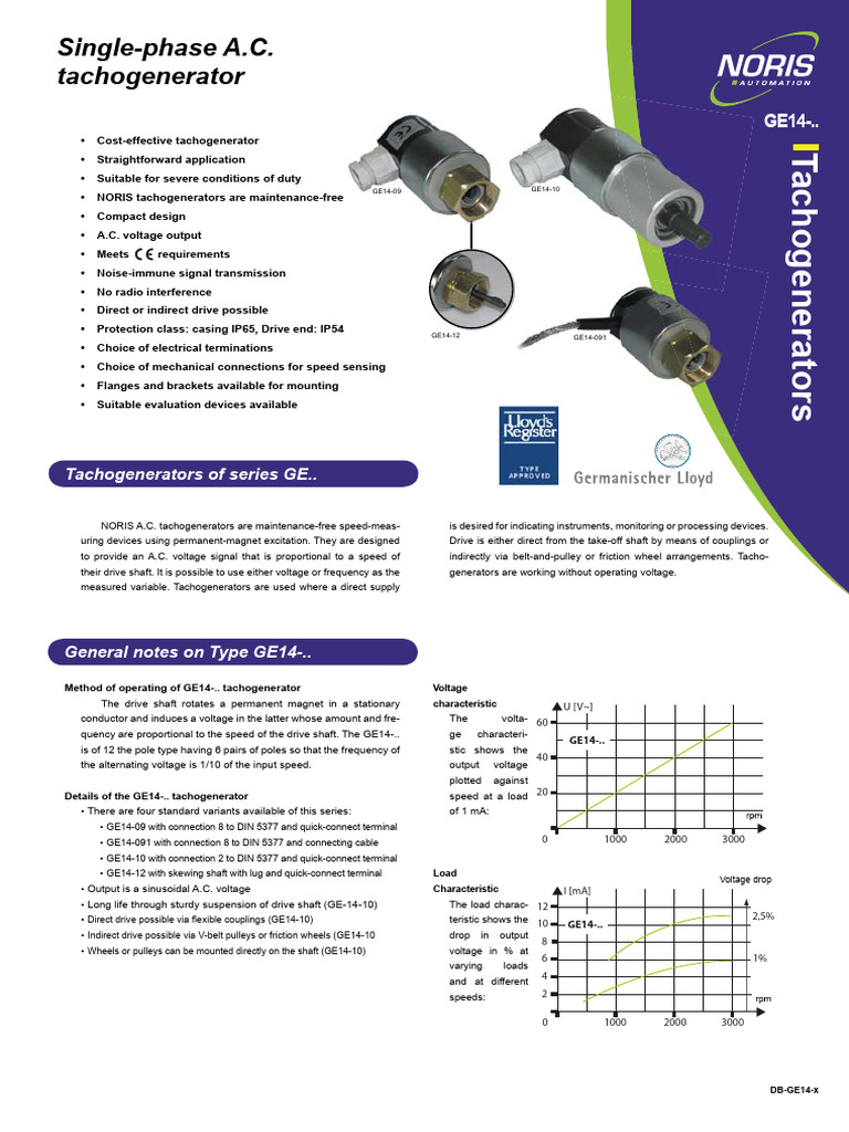 Tachogenerator GE14-09 | PDF | Electric Generator | Alternating Current