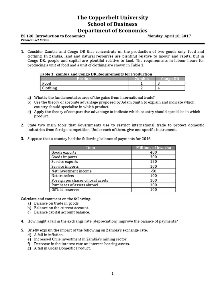 Peter Mulenga Problem Set 11 | PDF | Money | Economies