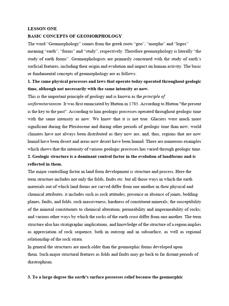 Basic Concepts of Geomorphology | PDF | Geomorphology | Pleistocene