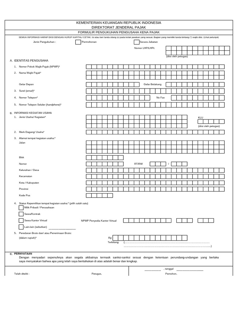9. Formulir Pengukuhan PKP | PDF