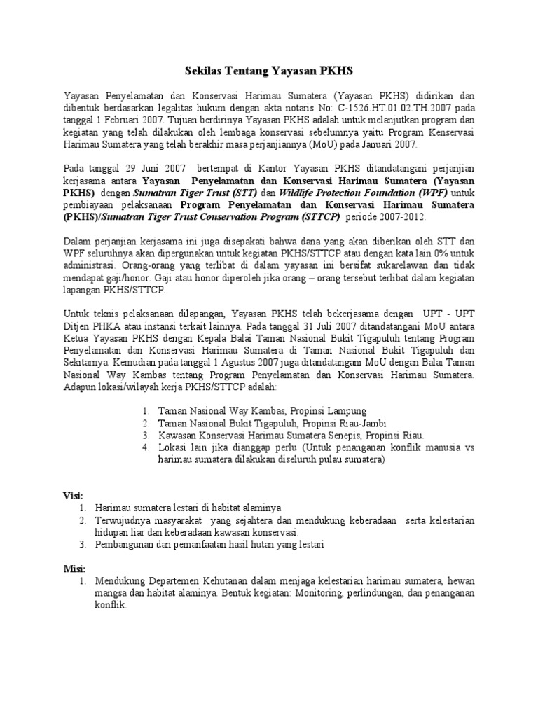 Sekilas Yayasan PKHS | PDF