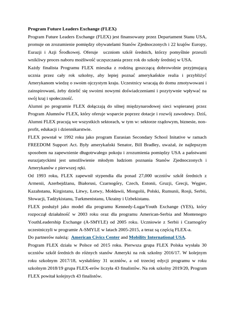 Program Future Leaders Exchange Flex | PDF