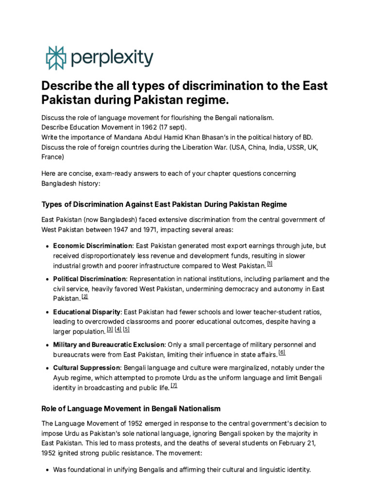 Describe The All Types of Discrimination To The Ea | PDF | Pakistan ...
