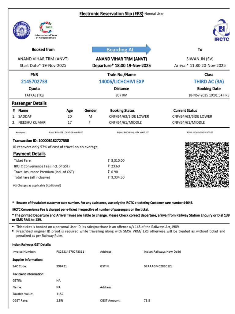 14006/lichchivi Exp Third Ac (3A) | PDF | Identity Document