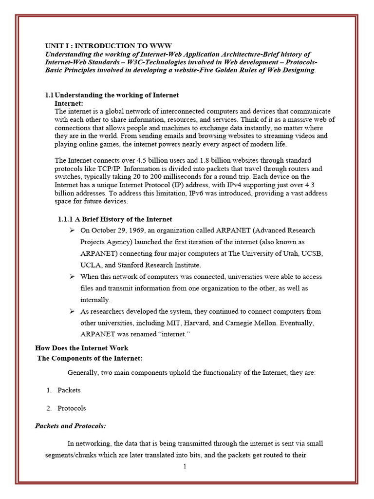 Web Design Unit 1 | PDF | Html | World Wide Web