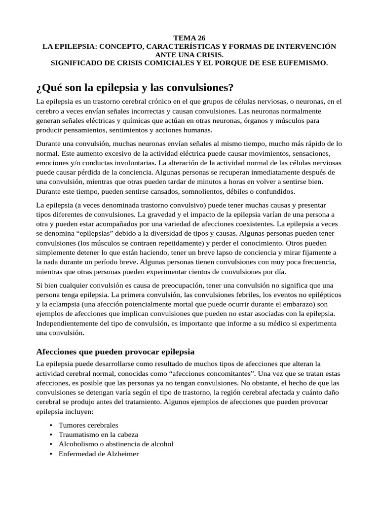 tema 26 | PDF | Epilepsia | Especialidades Medicas