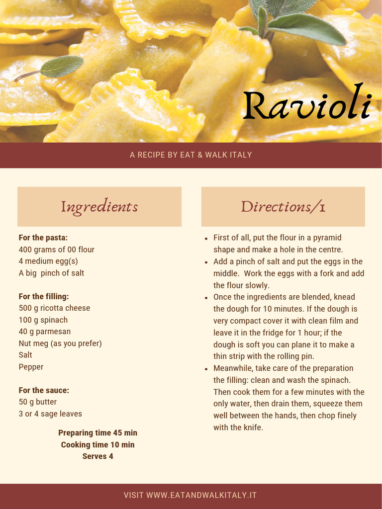 Ravioli Recipe | PDF | Pasta | Food And Drink