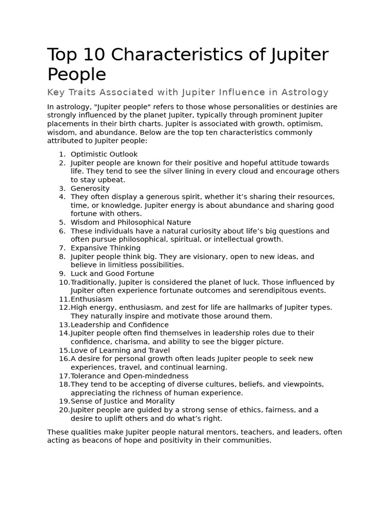 Jupiter People | PDF