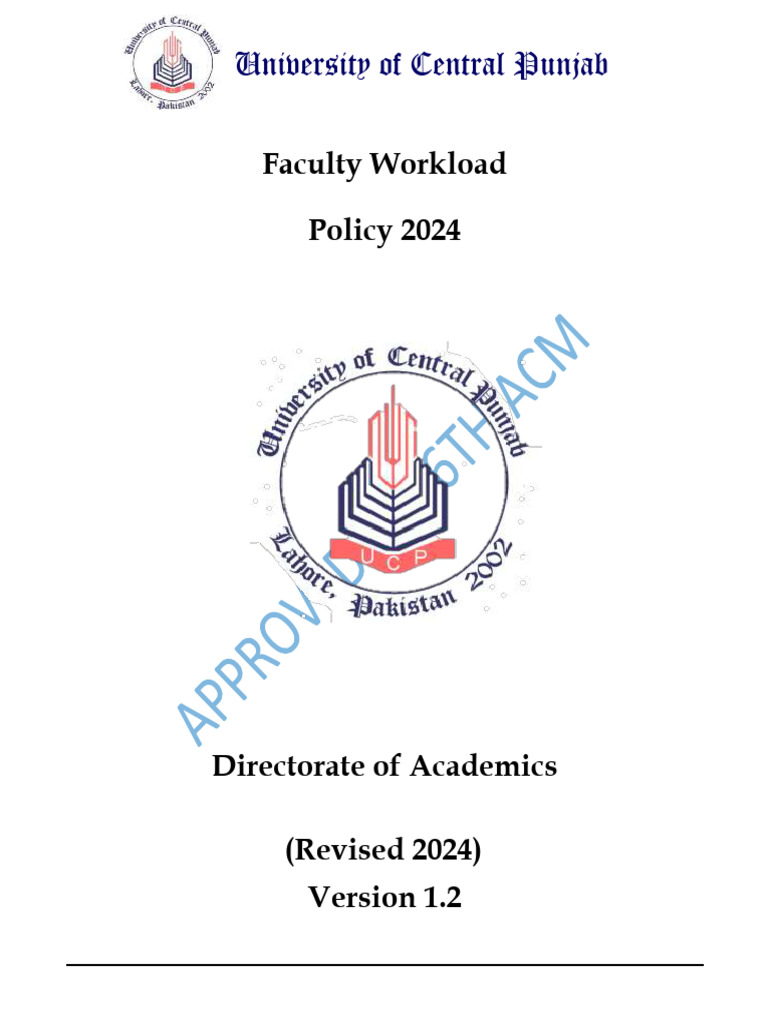 UCP Faculty Workload Policy 2024 | PDF | Policy