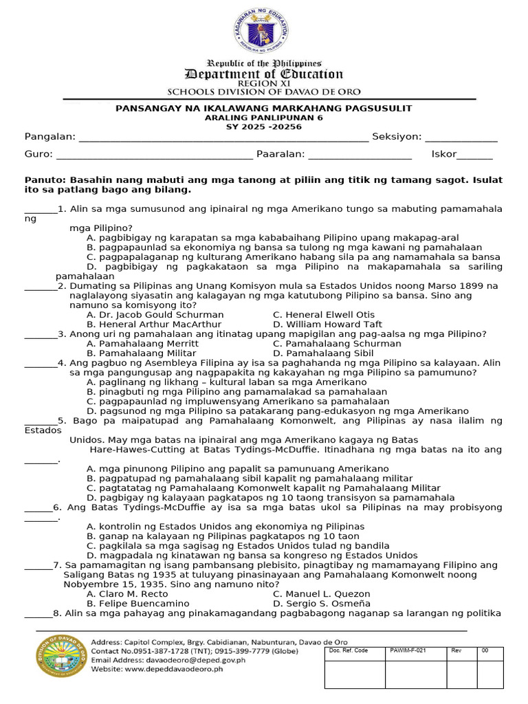 AP6 Q2 TQ Final | PDF