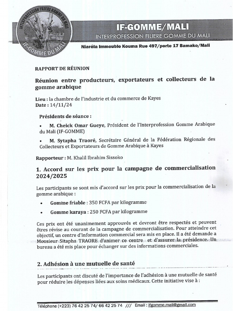 Rapport de Reunion | PDF