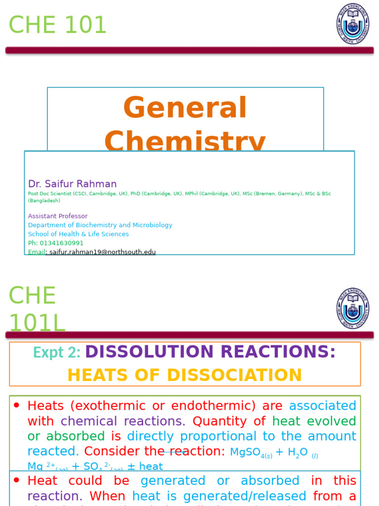 Lecture 4 - Expt 3 - Dissolution ReactionSFRH | PDF | Chemical ...