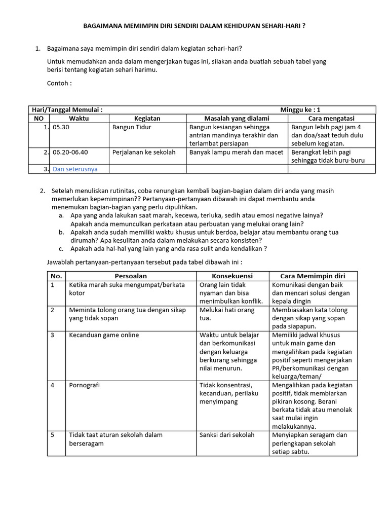 Bagaimana Saya Memimpin Diri Sendiri Dalam Kegiatan Sehari | PDF