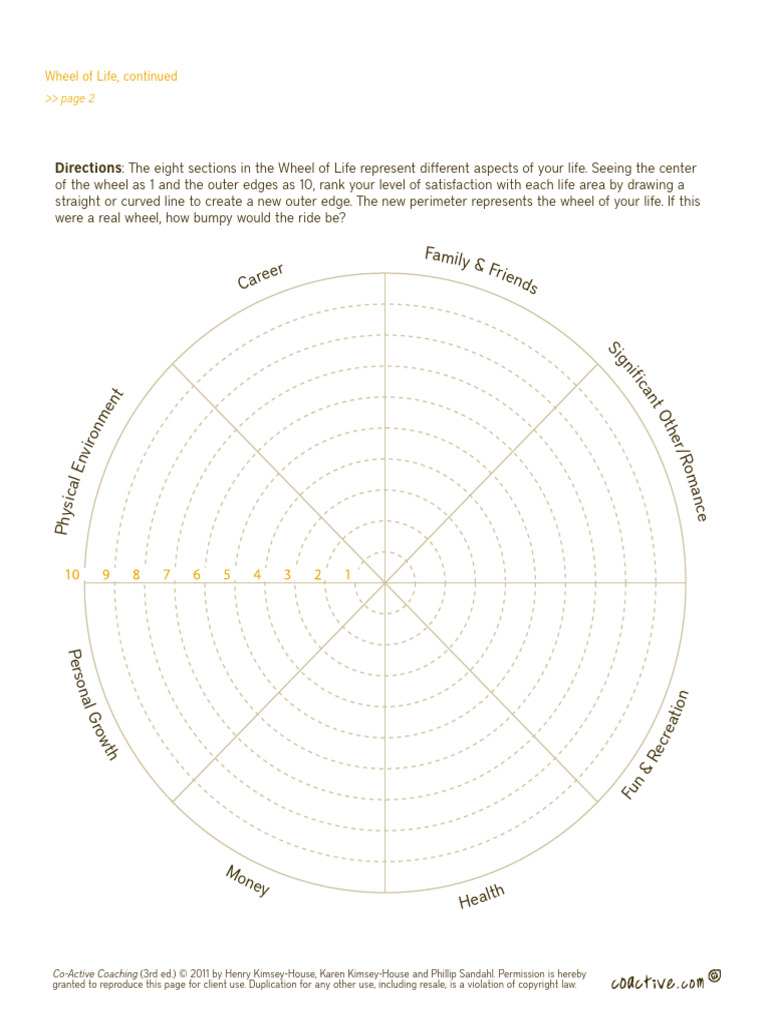 Wheel of Life Exercise | PDF