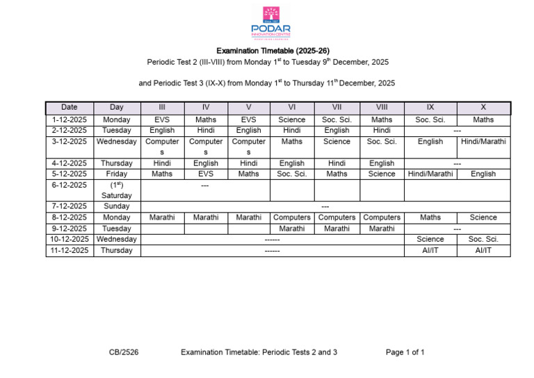 1763037637515.CB - III-X - Timetable - PT2 - PT3 - 25-26 - All PIS | PDF