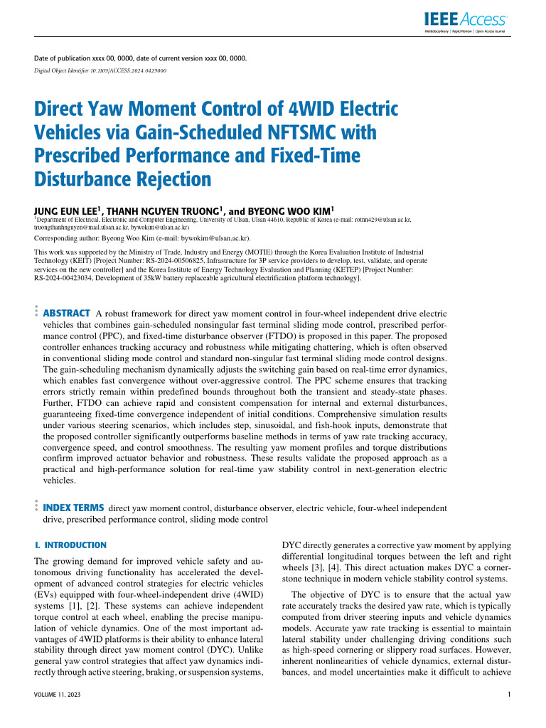 Direct Yaw Moment Control of 4WID Electric Vehicle | PDF | Control ...