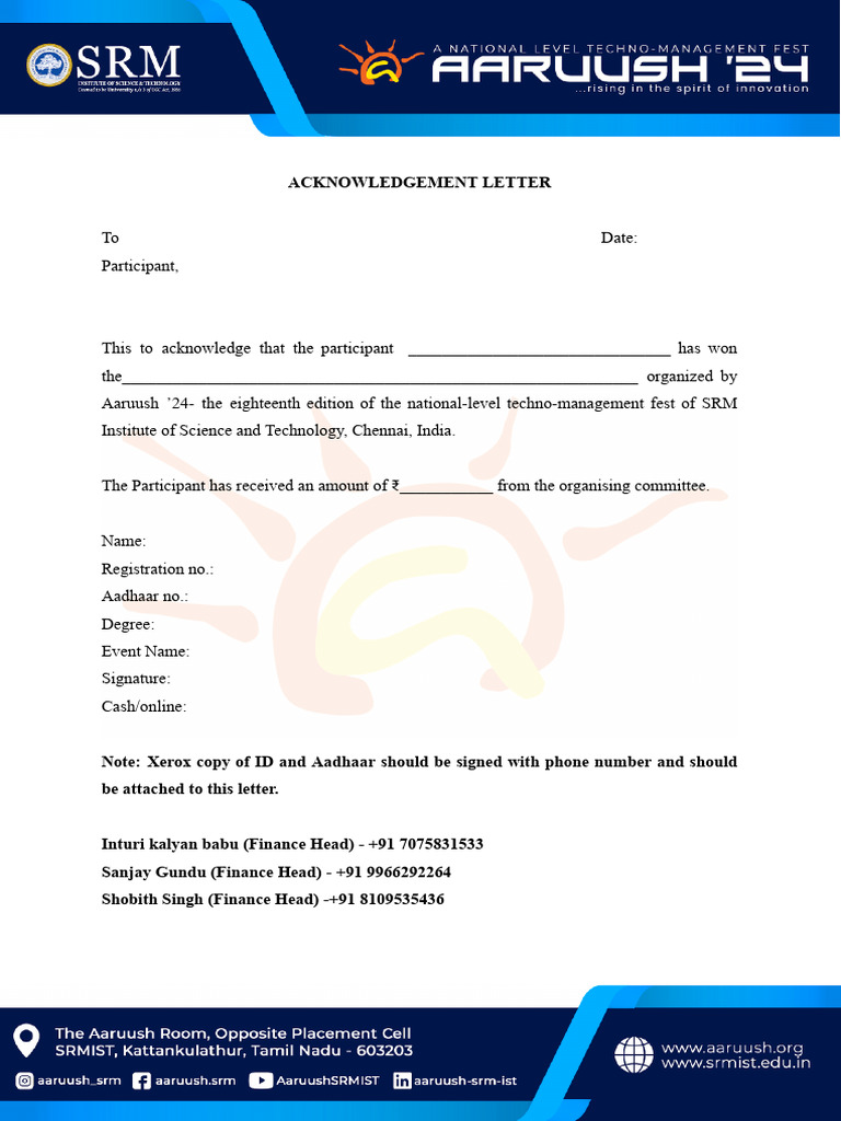 Prize Pool Acknowledgment | PDF