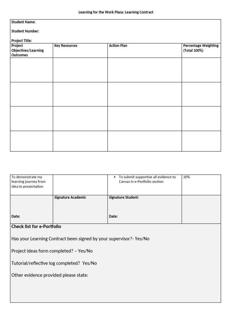 Learning Contract Proforma | PDF