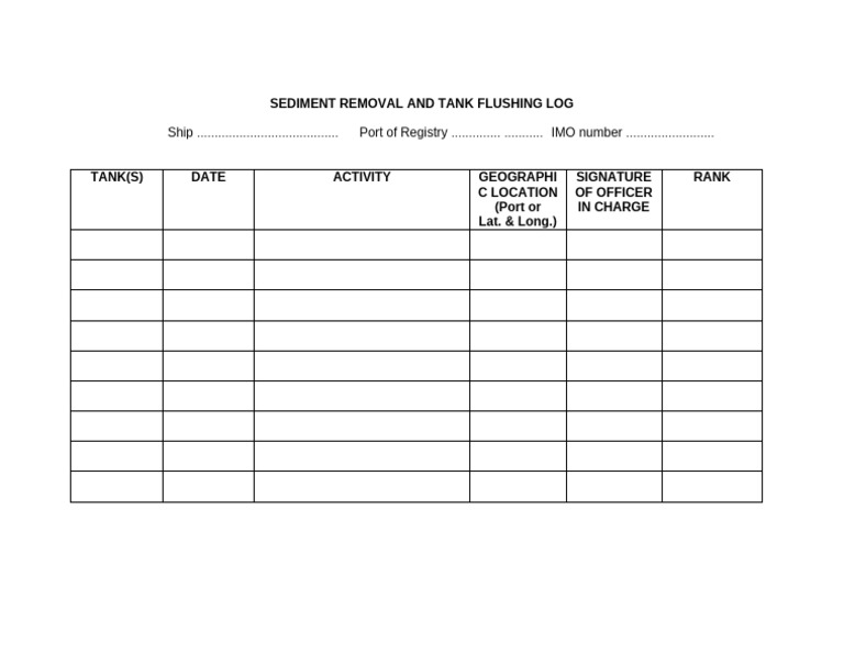 Sediment Removal & Tank Flushing Log | PDF