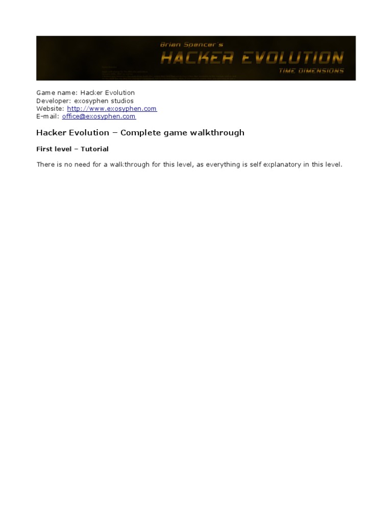 Hacker Evolution Complete Walk Through | PDF | Password | Port ...