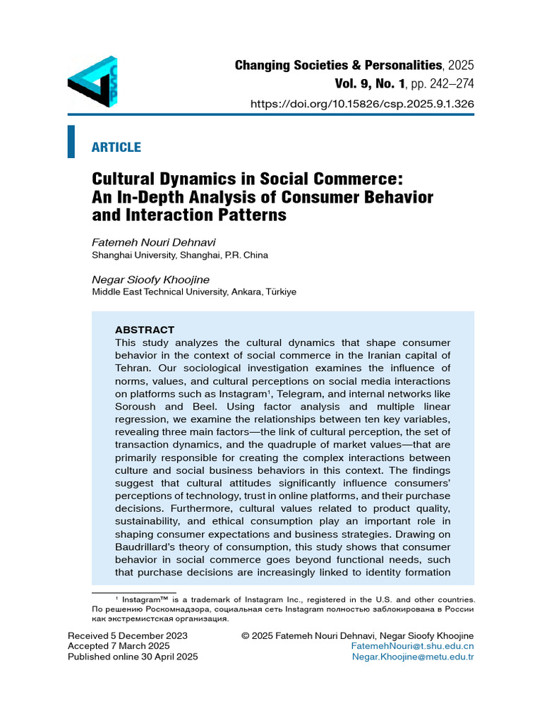 Cultural Dynamics in Social Commerce - An In-Depth Analysis of Consumer ...