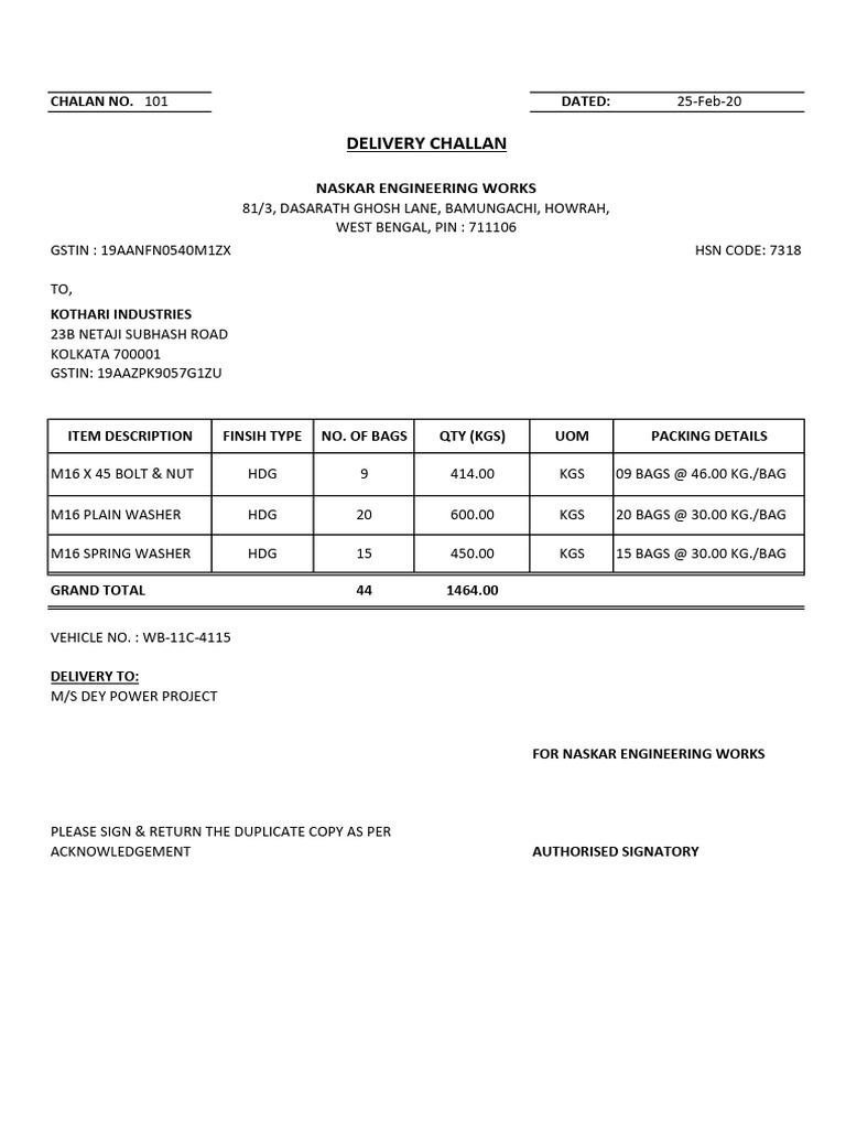 Delivery Challan | PDF