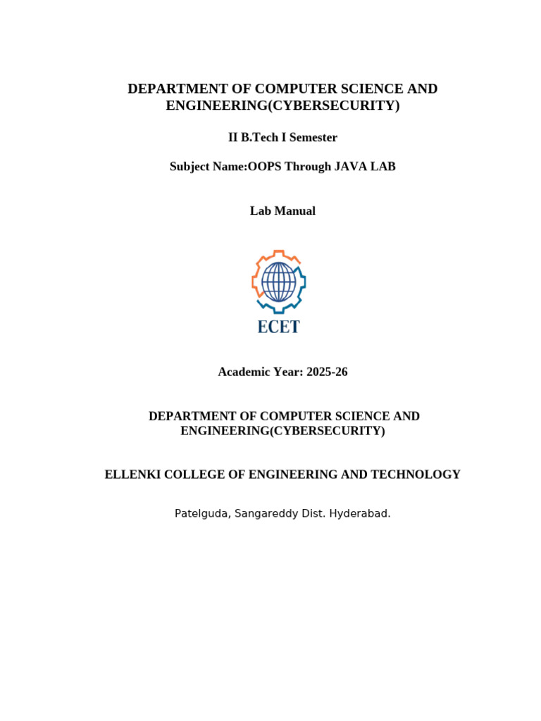 Oops Through Java Lab Manual | PDF | Object Oriented Programming | Sequence