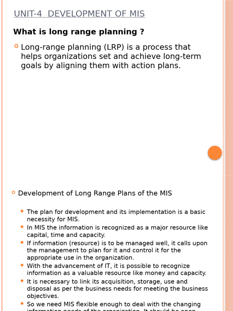 Unit-4 Development of Mis: What Is Long Range Planning ? | PDF ...
