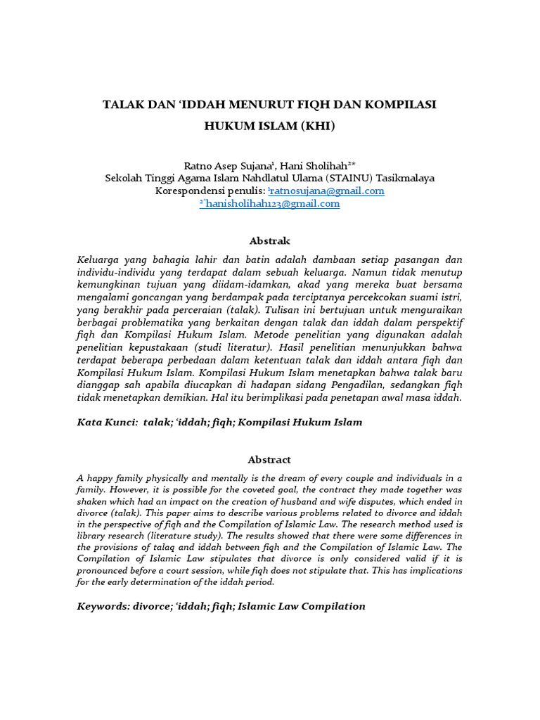 TALAK+DAN+IDDAH-Kolab (2) | PDF