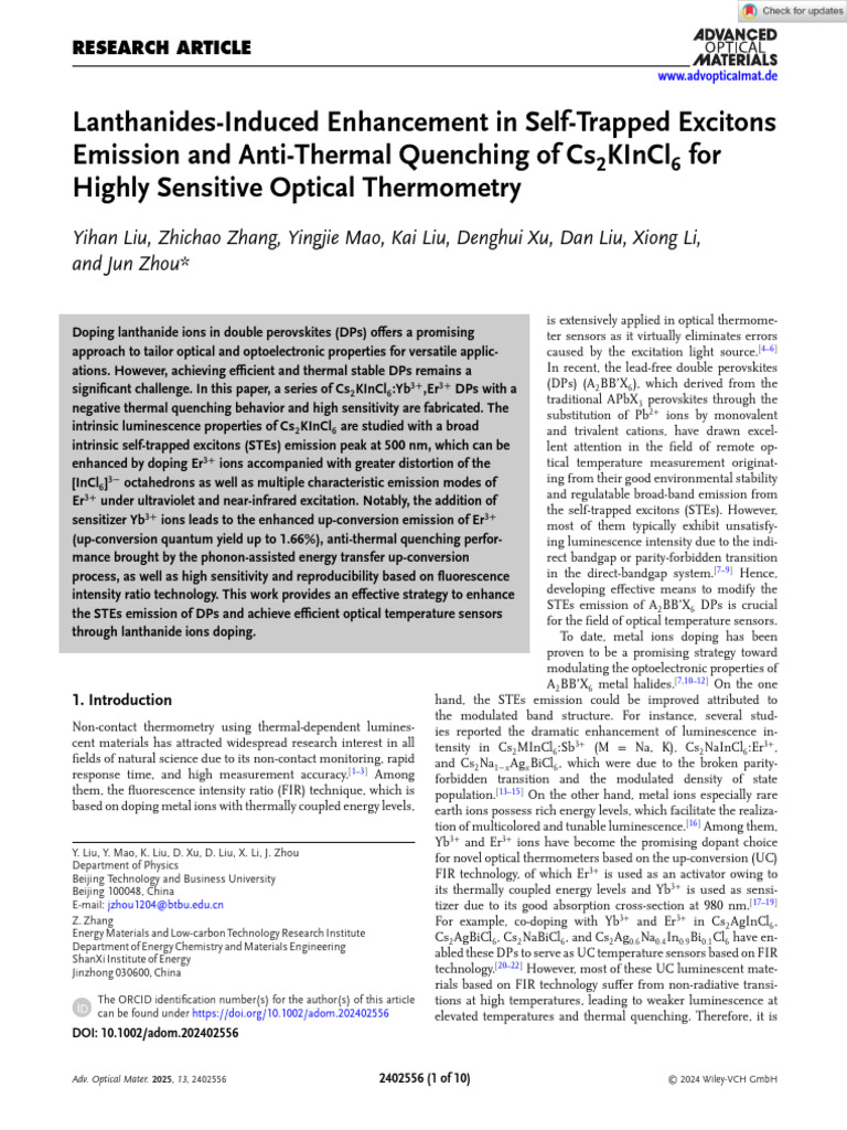 Enhanced Optical Thermometry with Doped DPs | PDF | Doping ...