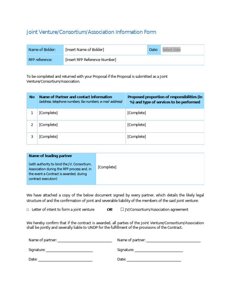 JV Information Form | PDF