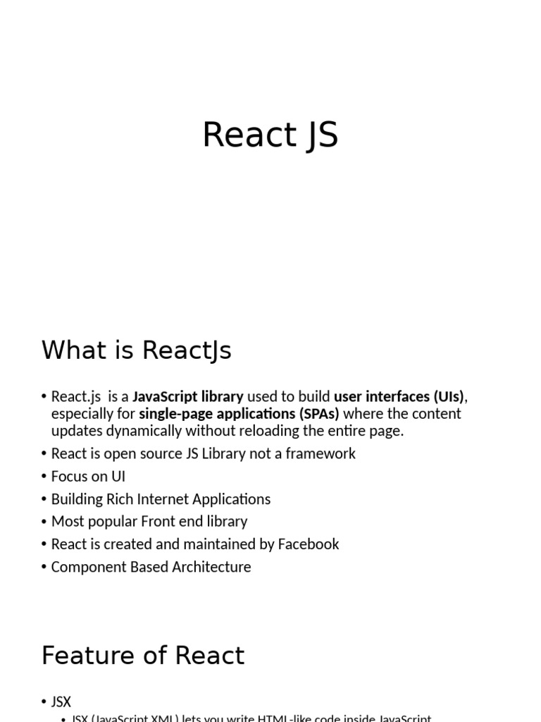 React JS | PDF | Java Script | Software Engineering