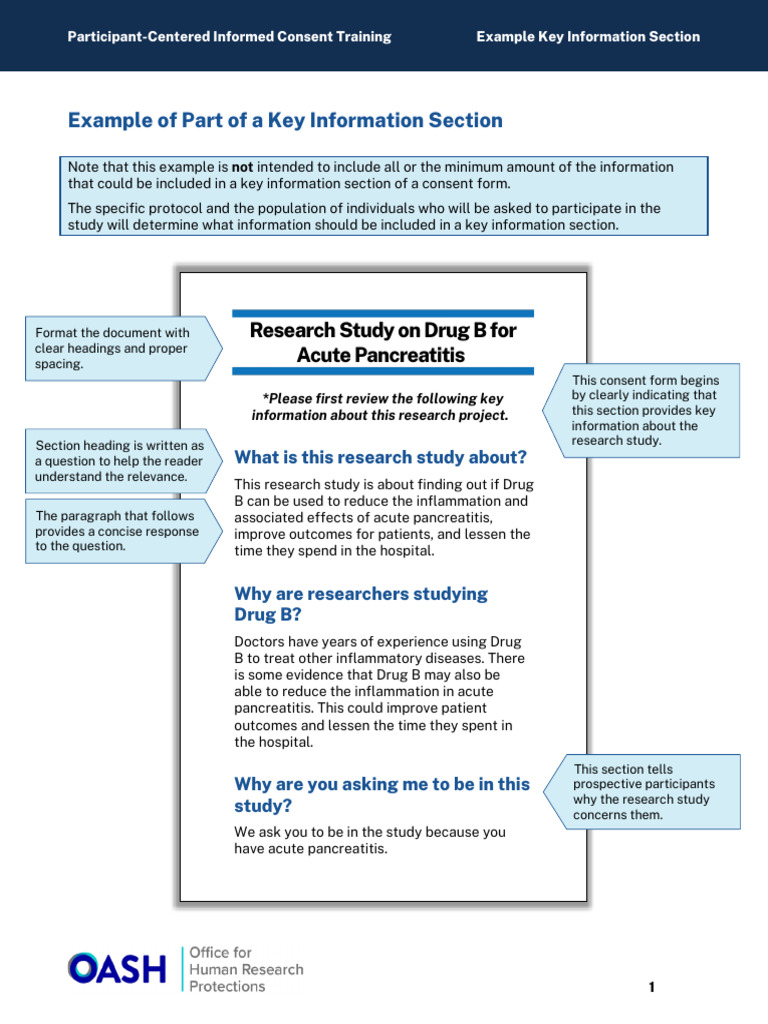 OHRP IC Key Info Example | PDF | Inflammation | Health Care