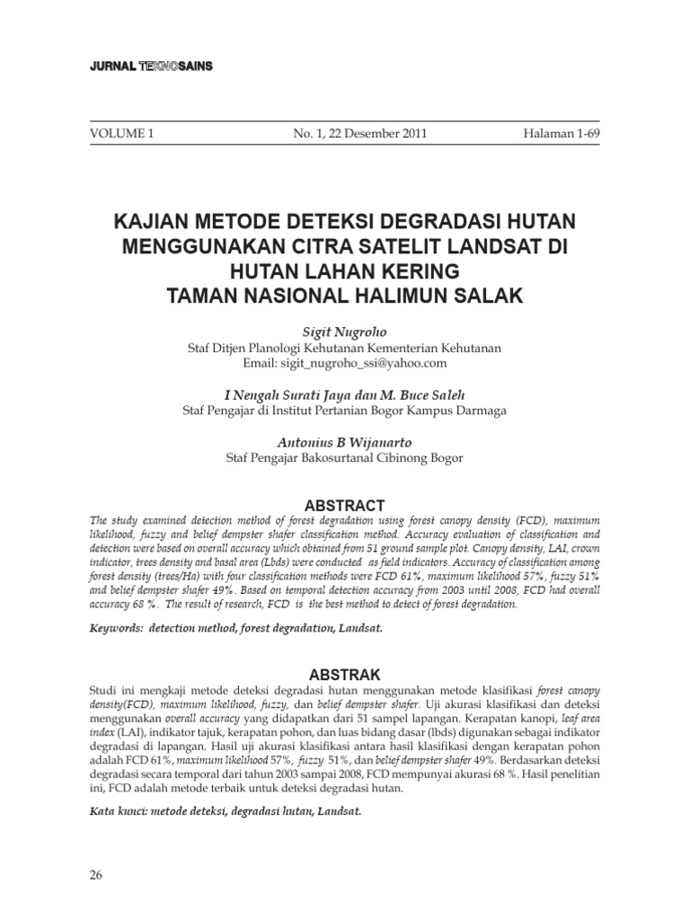 ID Kajian Metode Deteksi Degradasi Hutan Me | PDF