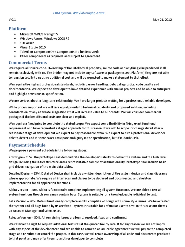 Platform: CRM System, WPF/Silverlight, Azure | PDF | Windows ...