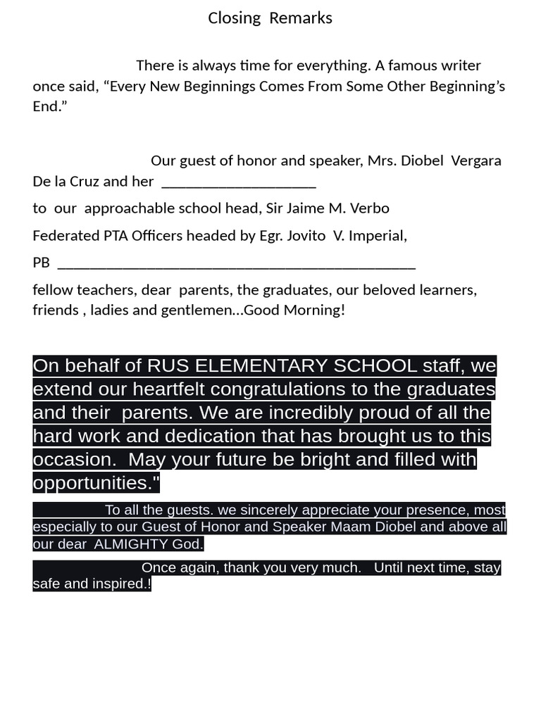 Closing Remarks | PDF