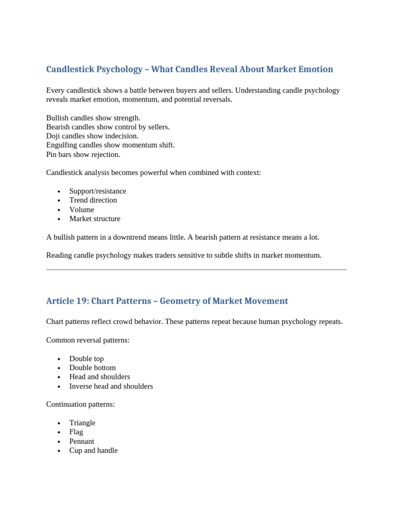 Candlestick Psychology - What Candles Reveal About Market Emotion | PDF