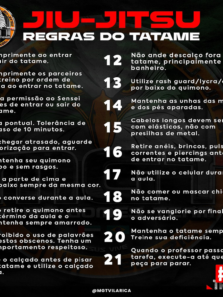 ?? Regras Do Tatame - MGT Jiu-Jitsu ?? - Disciplina - Respeito e ...