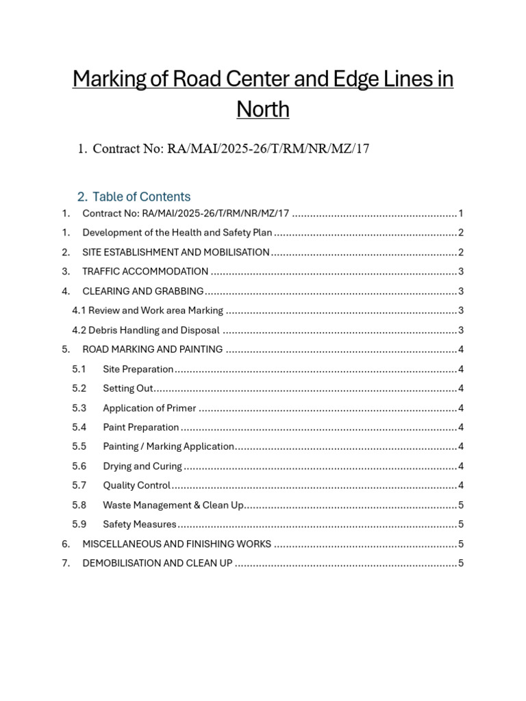 Road Marking Method Statement Guide | PDF | Paint | Traffic