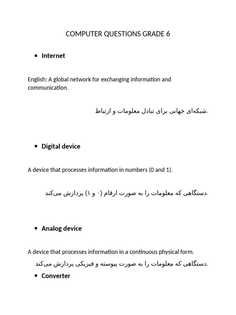 Computer Questions Grade 6 Final | PDF