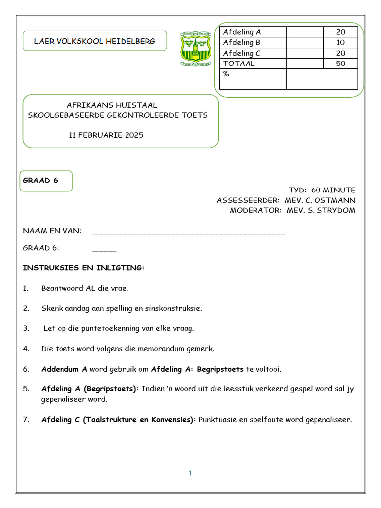 Afr HT - GR 6 - T 1 - 2025 | PDF