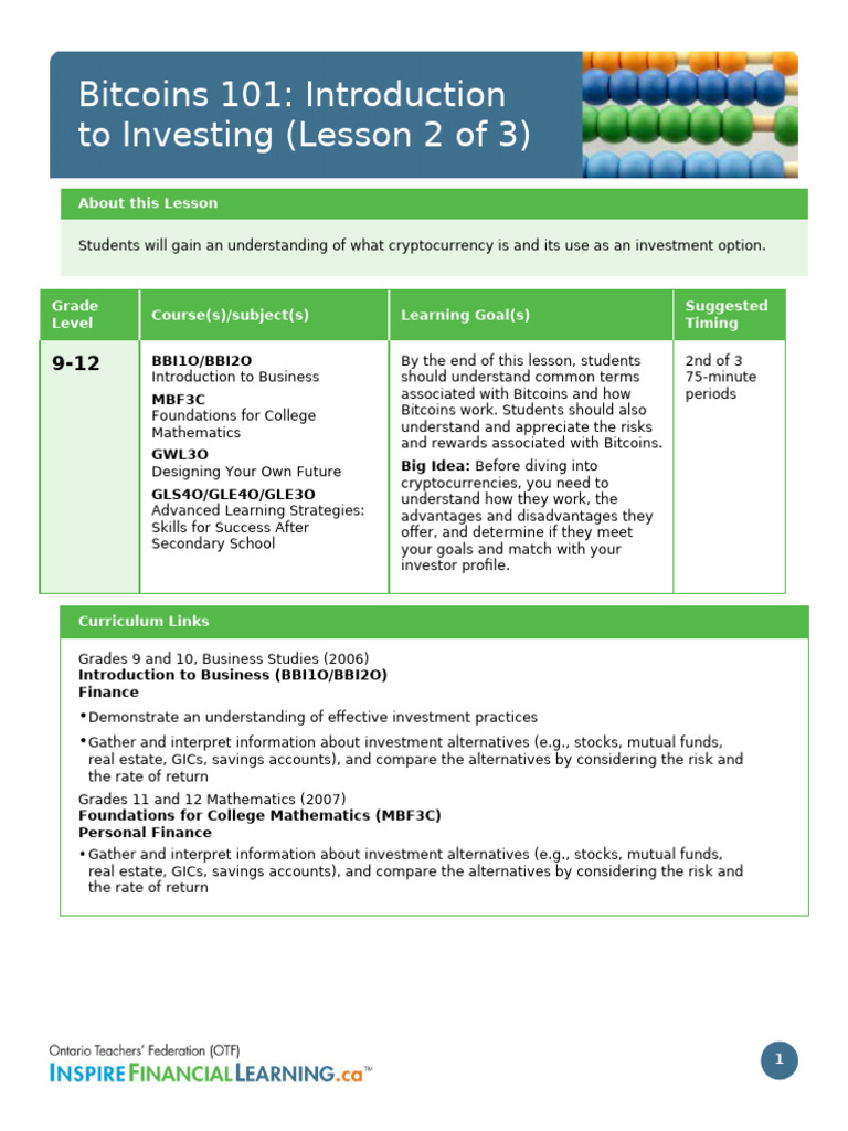 Bitcoins 101 Intoduction To Investing Lesson 2 | PDF | Bitcoin ...