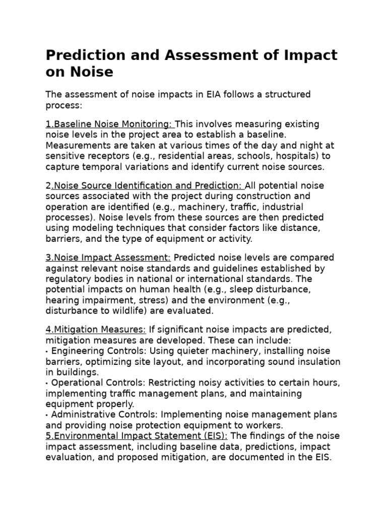 Prediction and Assessment of Impact On Noise | PDF