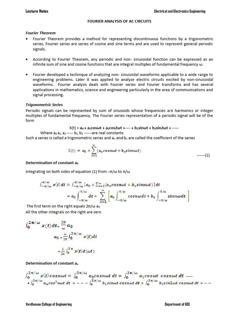 Fourier Analysis | PDF | Fourier Series | Spectral Density