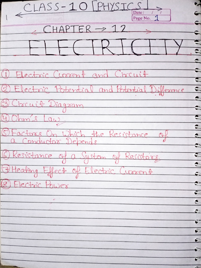 Electricity Notes Class 10 | PDF