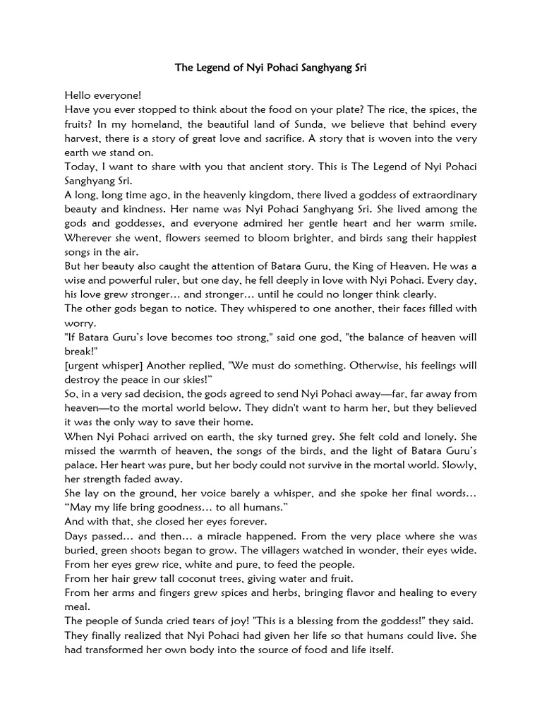 The Legend of Nyi Pohaci Sanghyang Sri | PDF