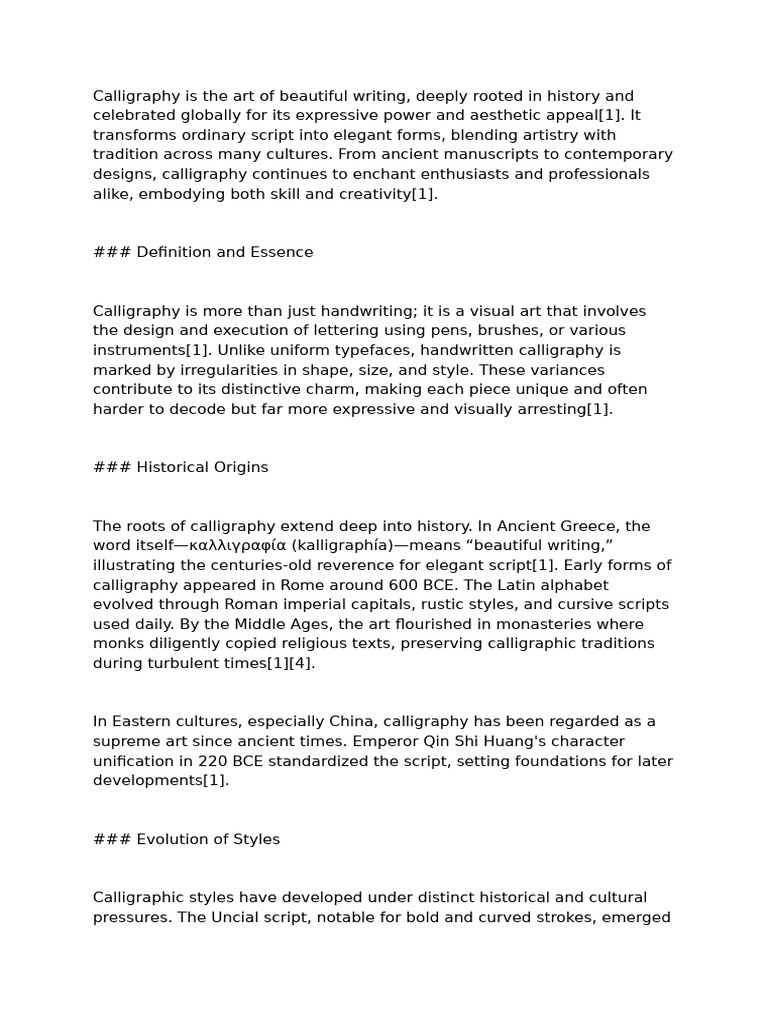 Calligraphy Is The Art of Beautiful Writing | PDF | Calligraphy | Writing