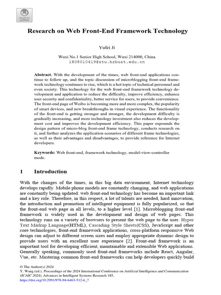 Research On Web Front-End Framework Technology | PDF | Model–View ...