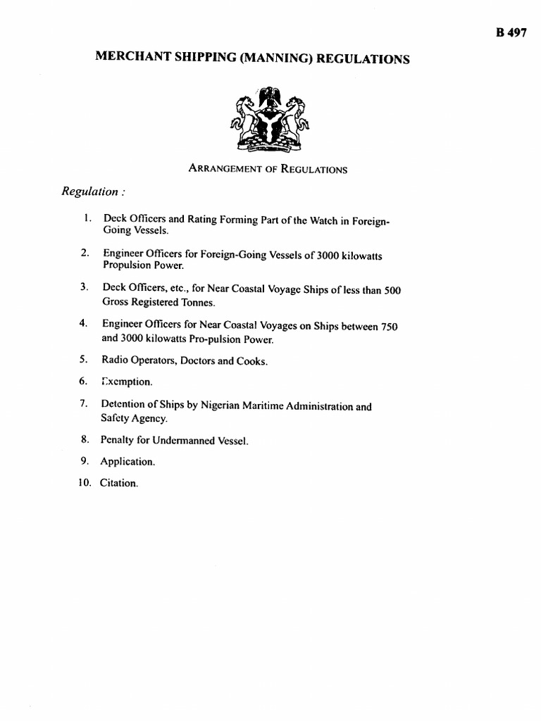 Merchant Shipping Manning Regulations 2010 | PDF
