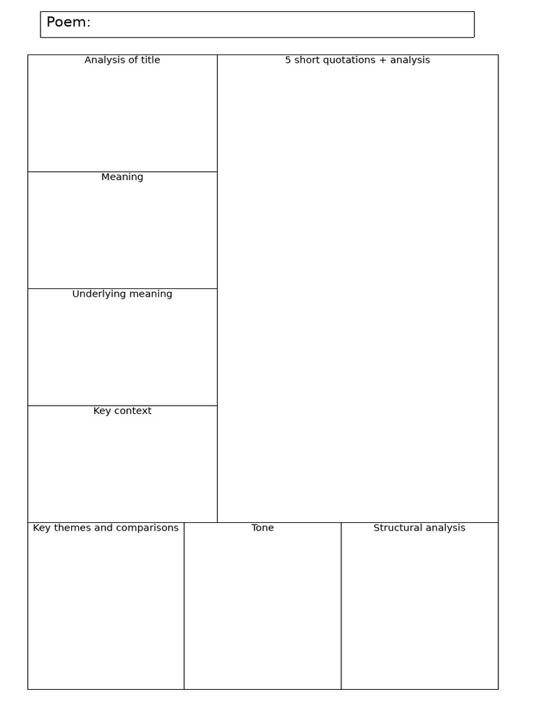 Poetry Graphic Organiser | PDF